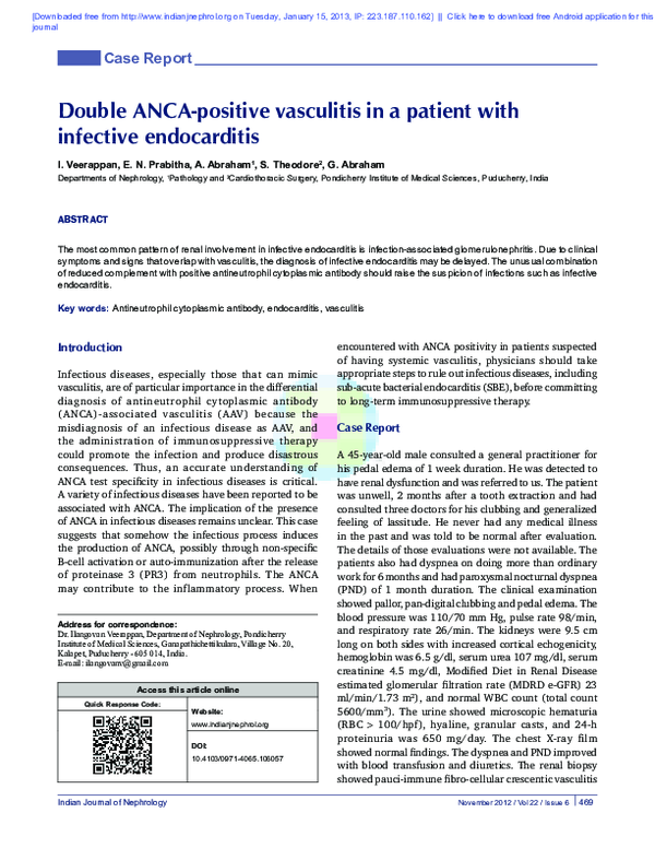 (PDF) Double ANCA-positive vasculitis in a patient with infective ...