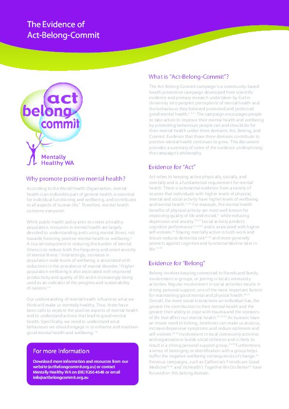 (PDF) The Evidence for Act-Belong-Commit
