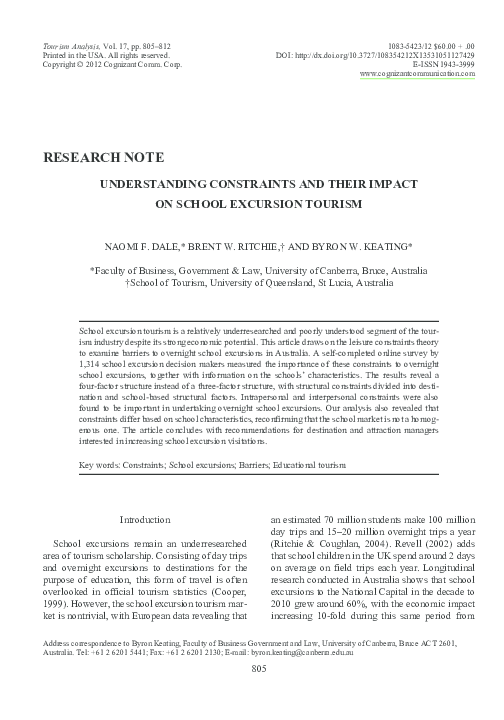 (PDF) Understanding Constraints and Their Impact on School Excursion ...