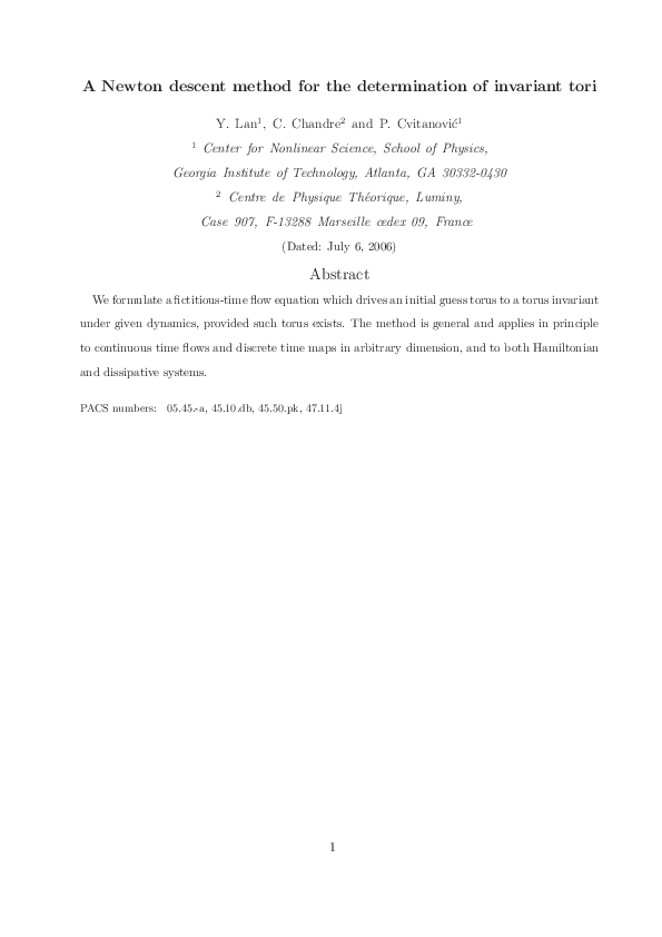 (PDF) Newton's descent method for the determination of invariant tori