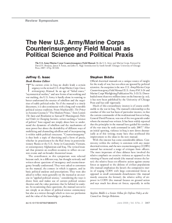 (PDF) The New U.S. Army/Marine Corps Counterinsurgency Field Manual as ...