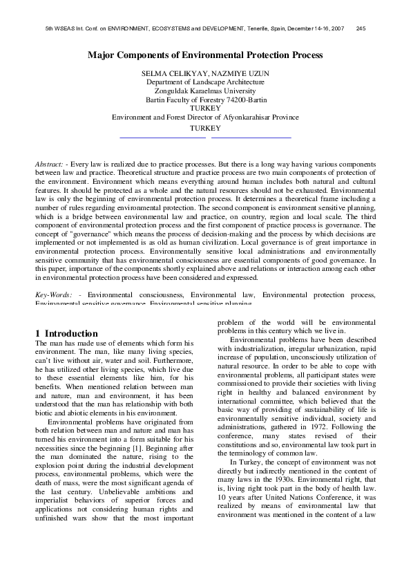 (PDF) Major components of environmental protection process