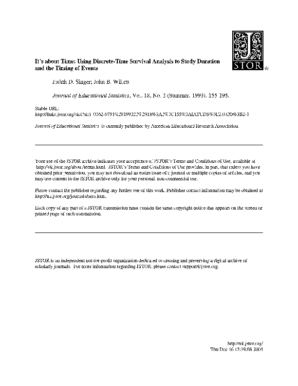 (PDF) It's about time: Using discrete-time survival analysis to study ...