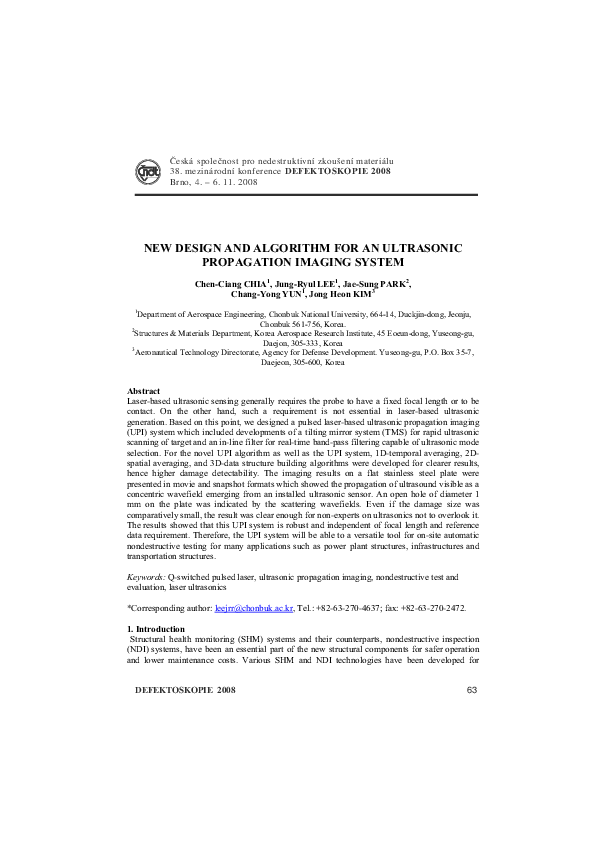 Pdf New Design And Algorithm For An Ultrasonic Propagation Imaging System