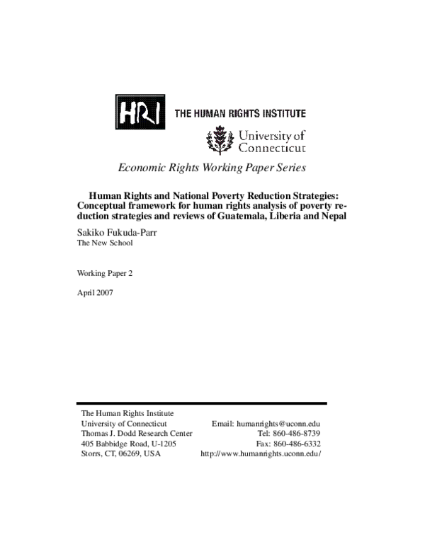 Pdf Human Rights And National Poverty Reduction Strategies