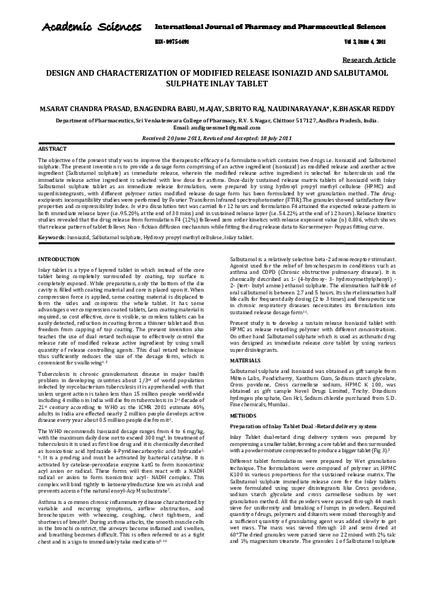 (PDF) DESIGN AND CHARACTERIZATION OF MODIFIED RELEASE ISONIAZID AND ...