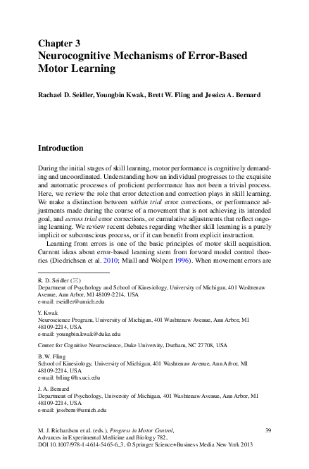 Neurocognitive mechanisms of error-based motor learning.