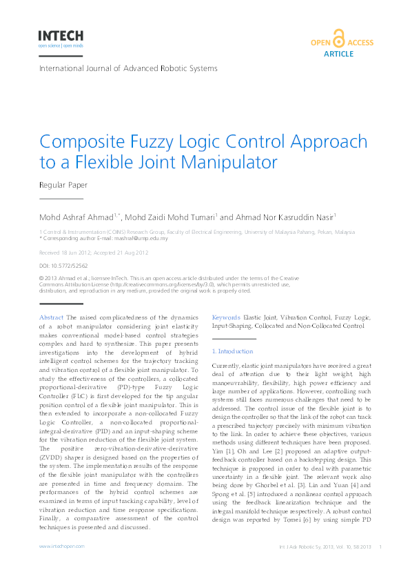 (PDF) Composite Fuzzy Logic Control Approach to a Flexible Joint ...