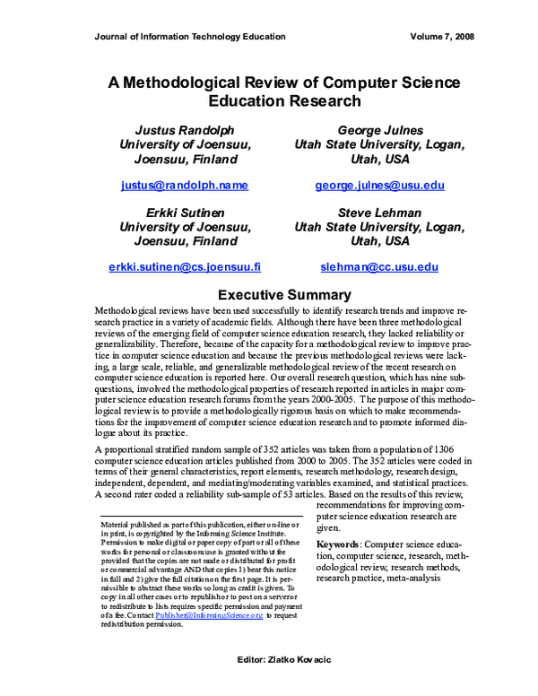 (PDF) A Methodological Review of Computer Science Education Research