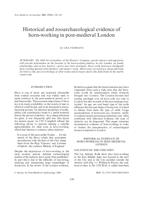 (PDF) Yeomans, L. 2008. Historical and zooarchaeological evidence of ...