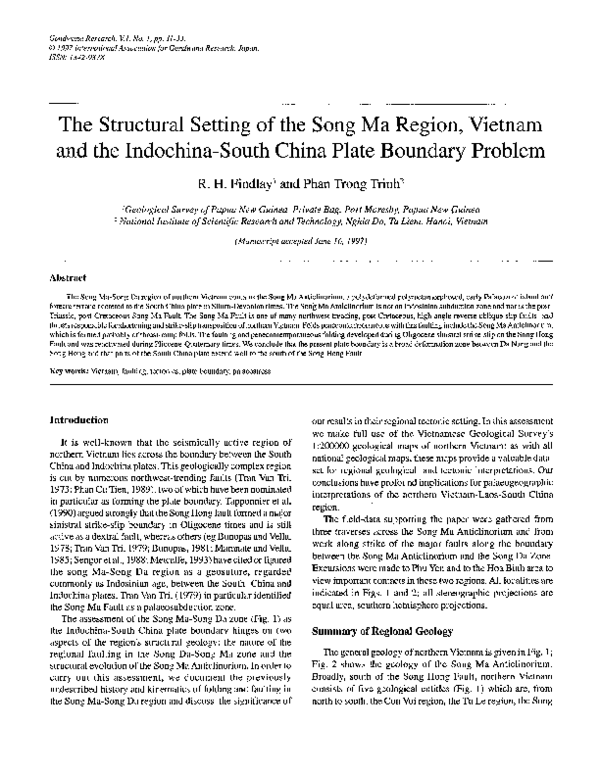 (PDF) The structural setting of the Song Ma region, Vietnam and the ...