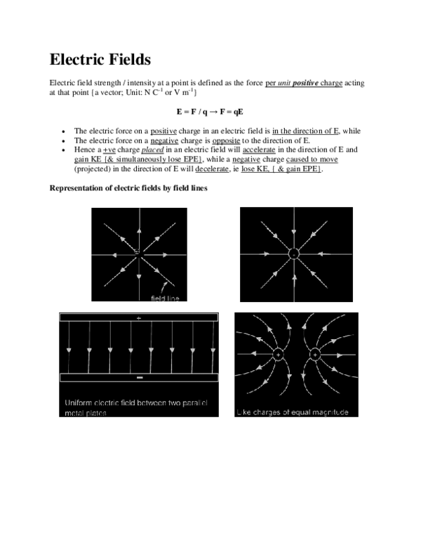 (PDF) Electric Field and Circuit Electricity Notes