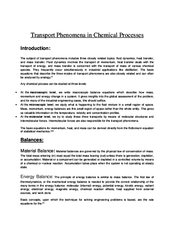 (PDF) Chemical Engineering_Transport Phenomena in Chemical Process