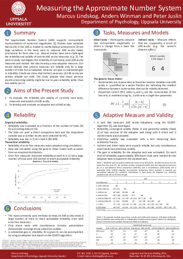 (PDF) Poster: Measuring the Approximate Number System