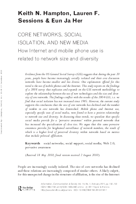 (PDF) Core Networks, Social Isolation, and New Media: Internet and ...