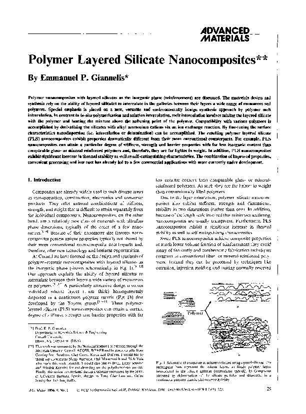 (PDF) Polymer layered silicate nanocomposites