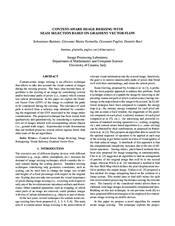Pdf Content Aware Image Resizing With Seam Selection Based On Gradient Vector Flow