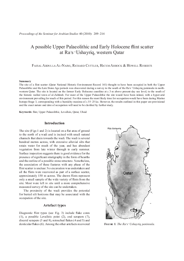 (PDF) An Upper Palaeolithic And Early Holocene Flint Scatter At Rás ...