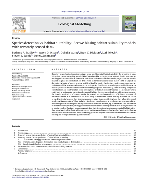 Pdf Species Detection Vs Habitat Suitability Are We Biasing Habitat