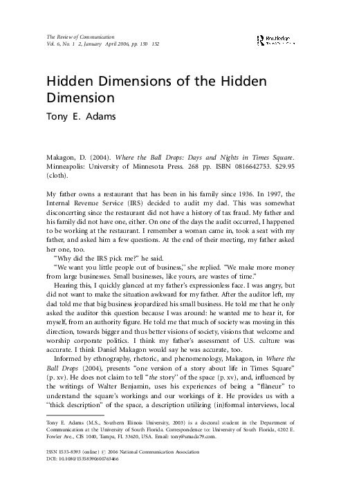 (PDF) Hidden dimensions of the hidden dimension