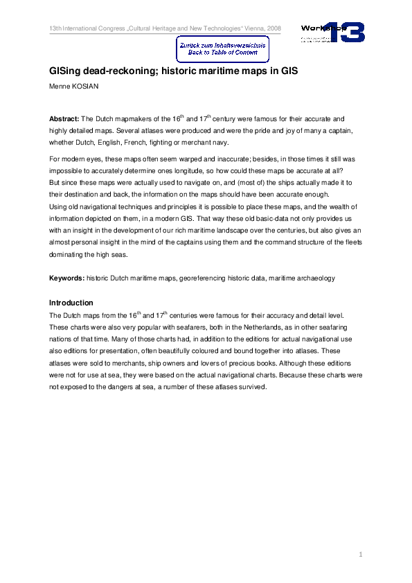 (PDF) GISing dead-reckoning; historic maritime maps in GIS.