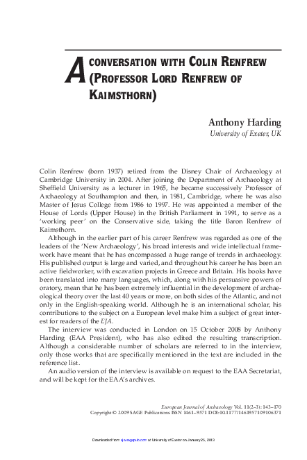 (PDF) A conversation with Colin Renfrew (Professor Lord Renfrew of ...