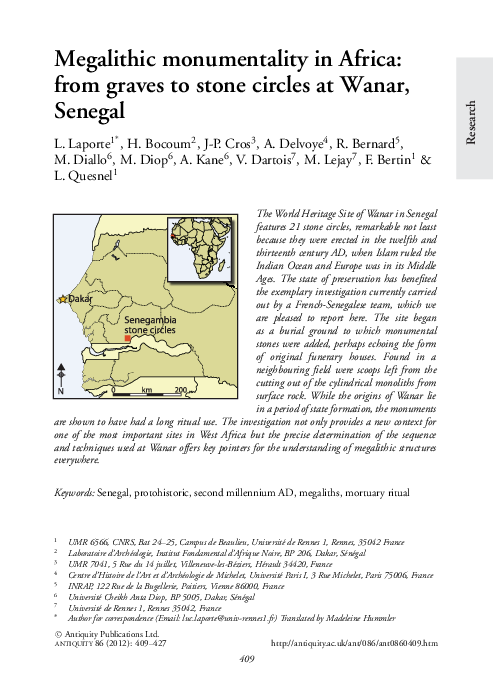 African megalithism : from graves to ruined megalithic monuments ...