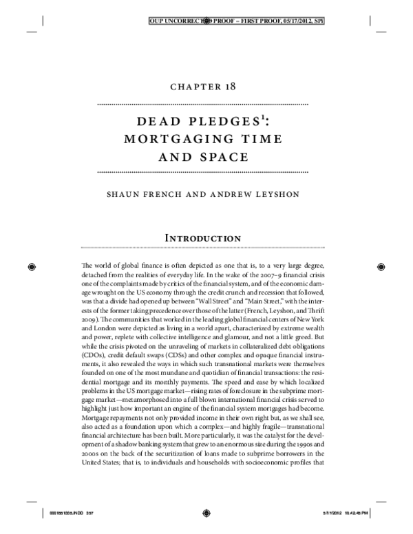 (PDF) Dead pledges: mortgaging time and space