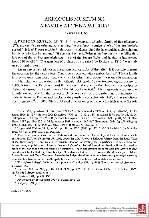 (PDF) Akropolis Museum 581: A Family at the Apaturia?