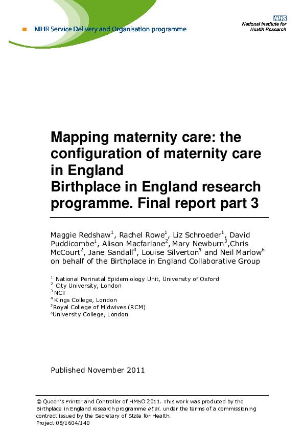 (PDF) Mapping maternity care. The configuration of maternity care in ...