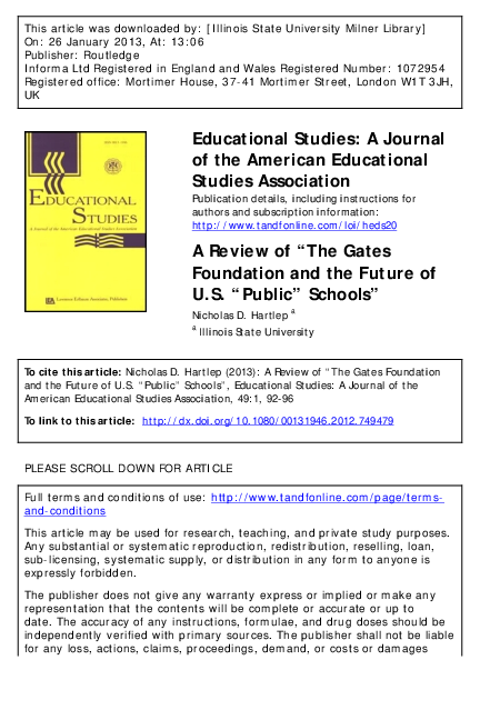 (PDF) A Review of “The Gates Foundation and the Future of U.S. "Public ...