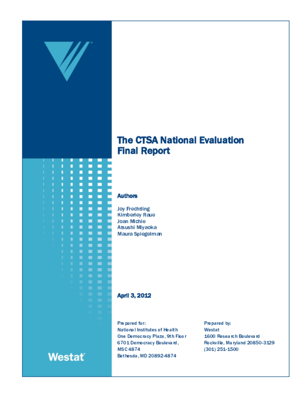 (PDF) The CTSA National Evaluation Final Report