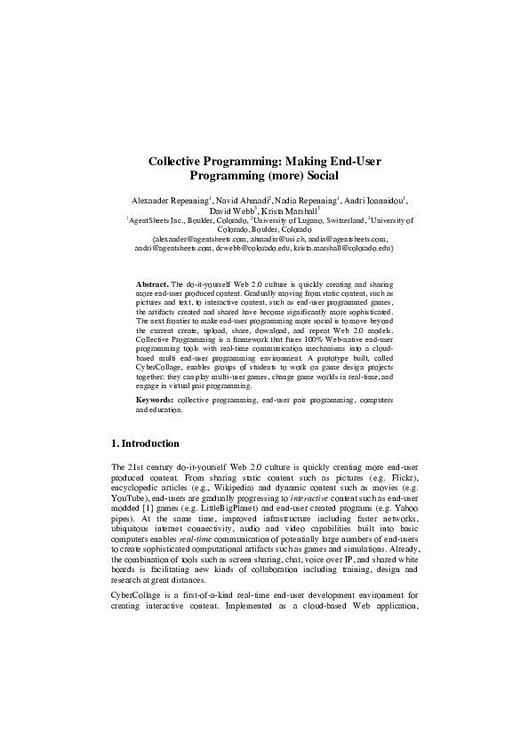(PDF) Collective Programming: Making End-User Programming (More) Social