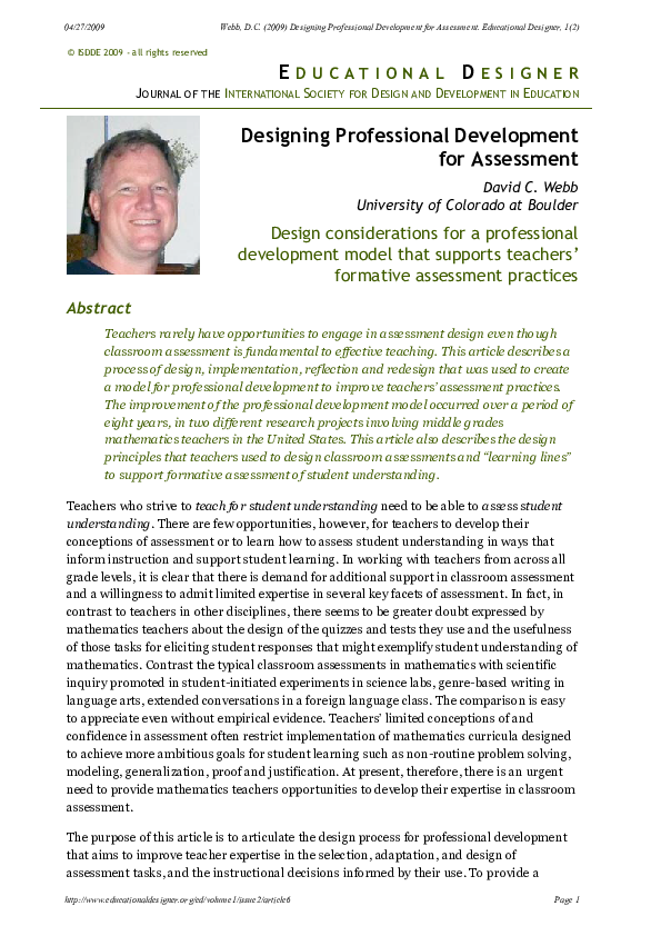 (PDF) Designing Professional Development for Assessment