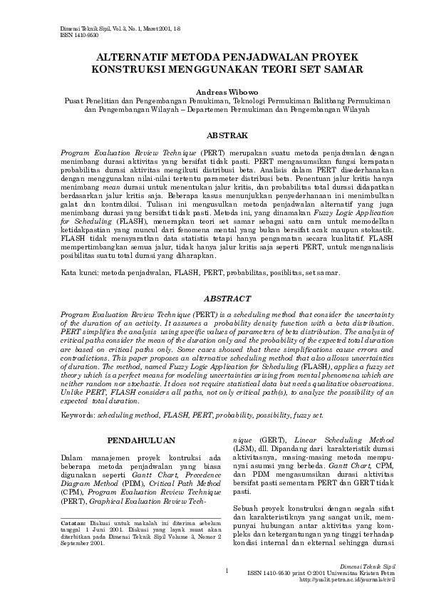 Pdf Scheduling Method Alternative Using Fuzzy Set Theory