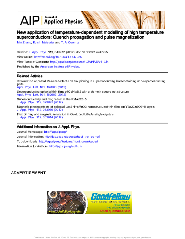Pdf New Application Of Temperature Dependent Modelling Of High Temperature Superconductors
