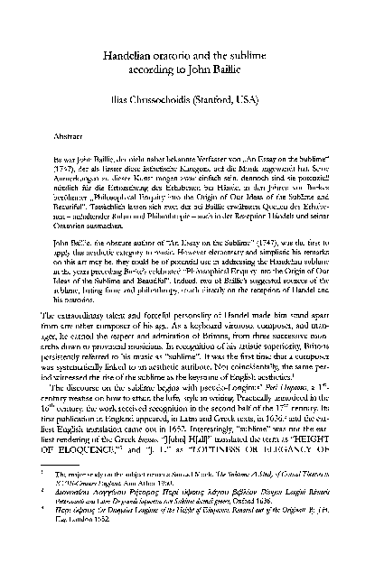 (PDF) Handelian oratorio and the sublime according to John Baillie