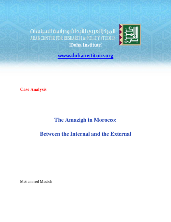(PDF) The Amazigh in Morocco: Between the Internal and the External