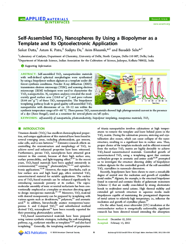 (PDF) Self-Assembled TiO2 Nanospheres by using a Biopolymer as Template ...