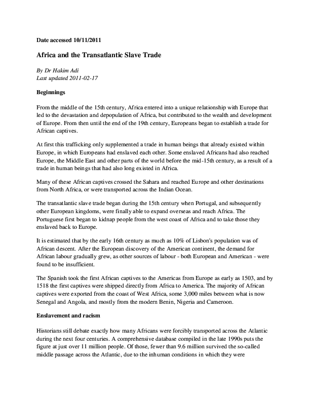 (PDF) EFFECTS OF SLAVE TRADE IN EAST AFRICA | Method Emmanuel ...