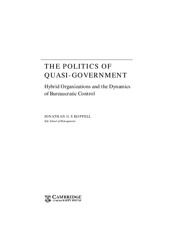 (PDF) The politics of quasi-government