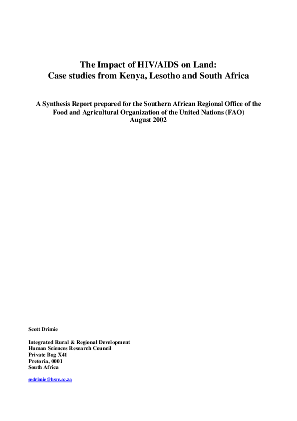 (PDF) The Impact of HIV/AIDS on Land: Case studies from Kenya, Lesotho ...