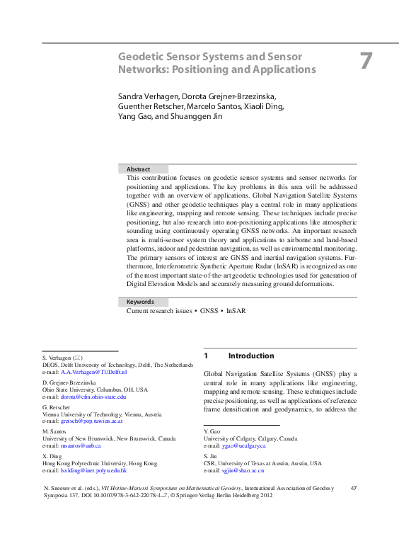 (PDF) Geodetic sensor systems and sensor networks: positioning and ...