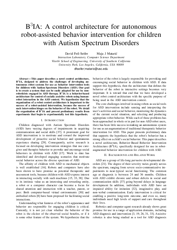 (PDF) B3IA: an architecture for autonomous robot-assisted behavior intervention for children ...