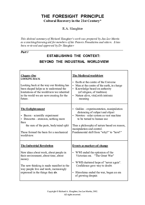 (PDF) The foresight principle