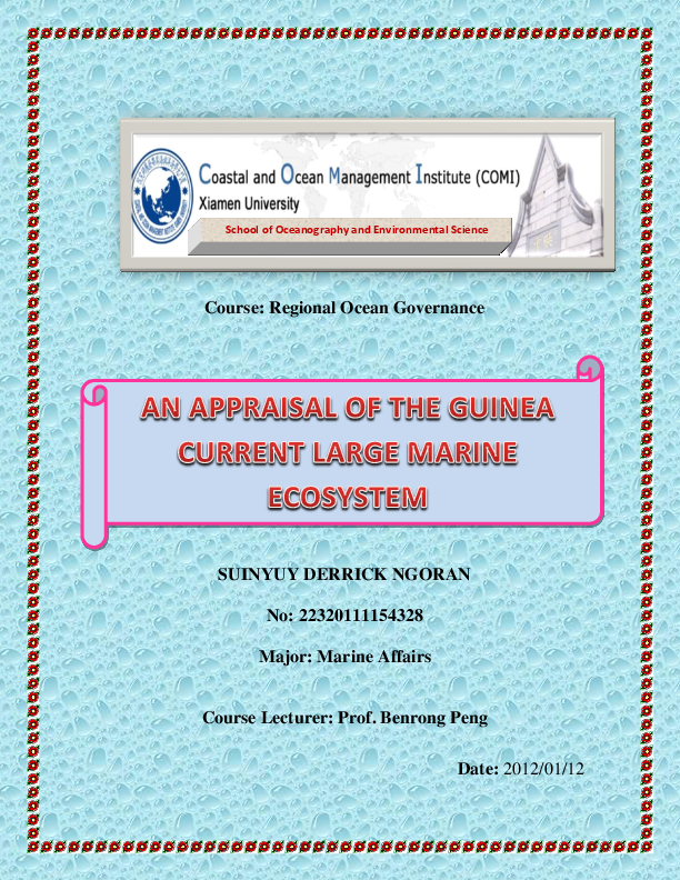 (PDF) AN APPRAISAL OF THE GUINEA CURRENT LARGE MARINE ECOSYSTEM