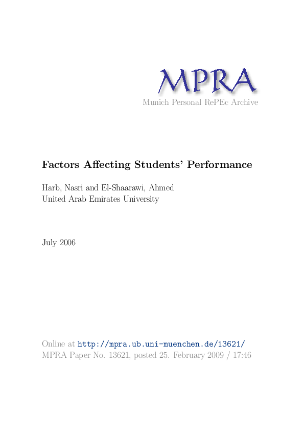 (PDF) Factors Affecting Students' Performance