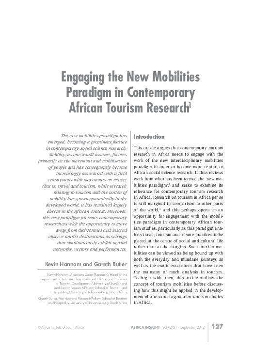 (PDF) Engaging the New Mobilities Paradigm in Contemporary African ...