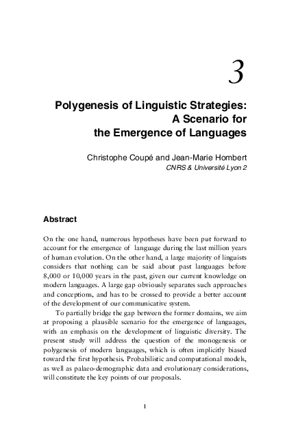 (PDF) Polygenesis of linguistic strategies: a scenario for the ...