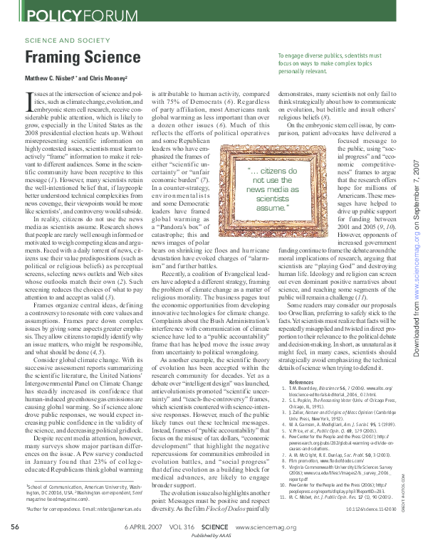 (PDF) Framing science
